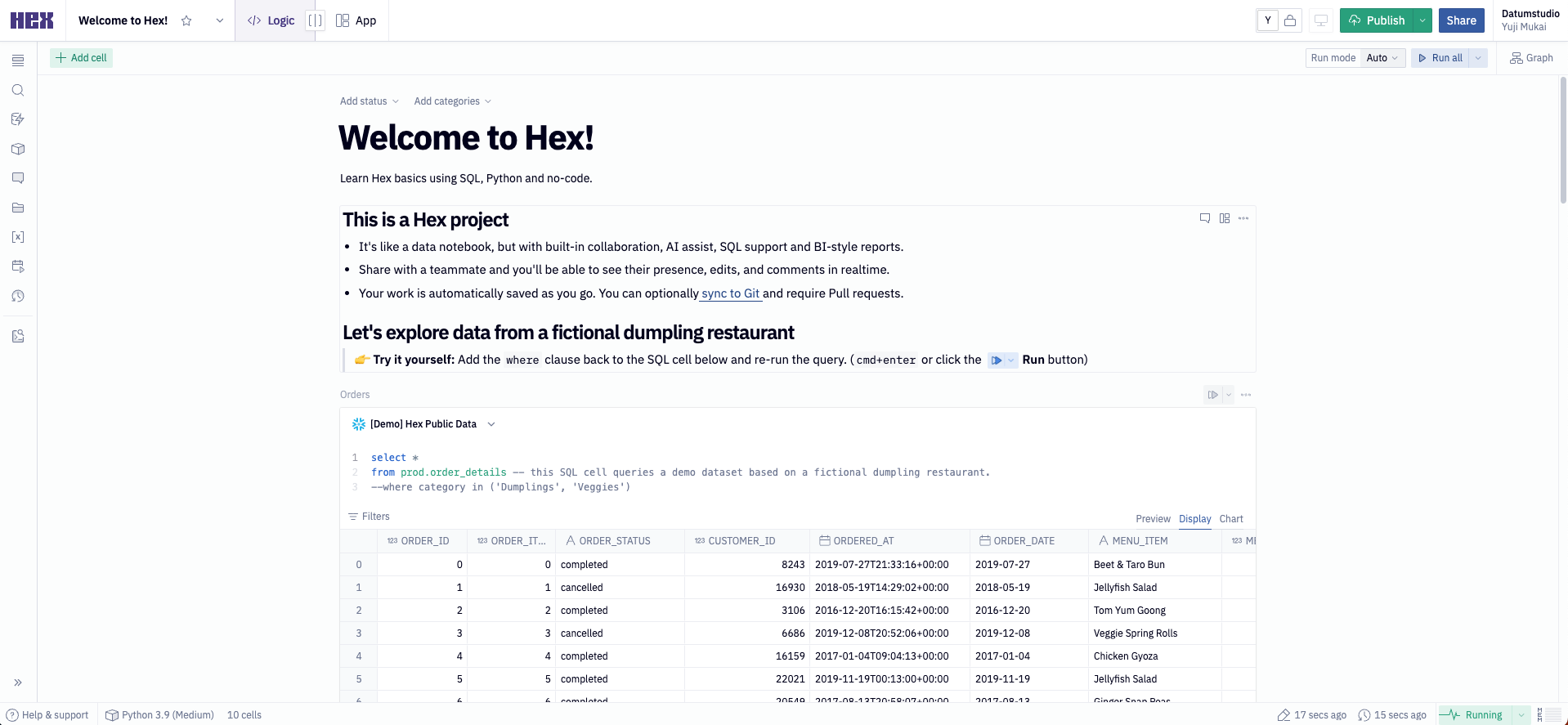 Hex × Snowflakeでつくるインタラクティブな分析環境 | DATUM STUDIO株式会社